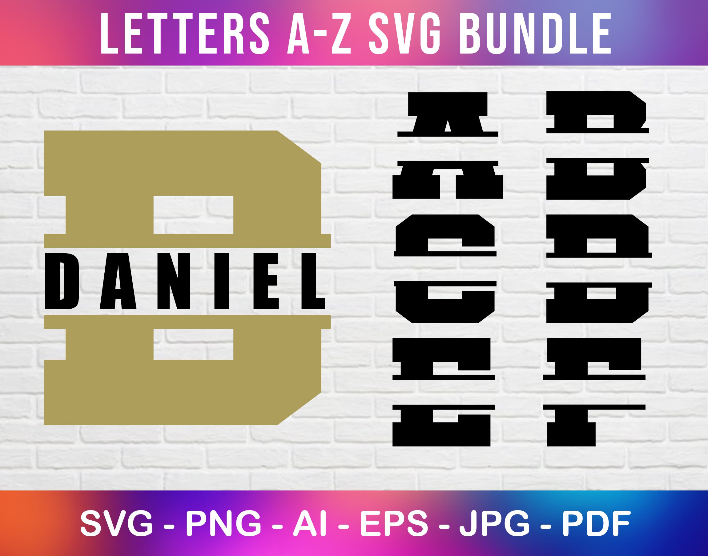 Bold Letters Customizable Name Svg for Clipart, Bold Split M | Inspire ...