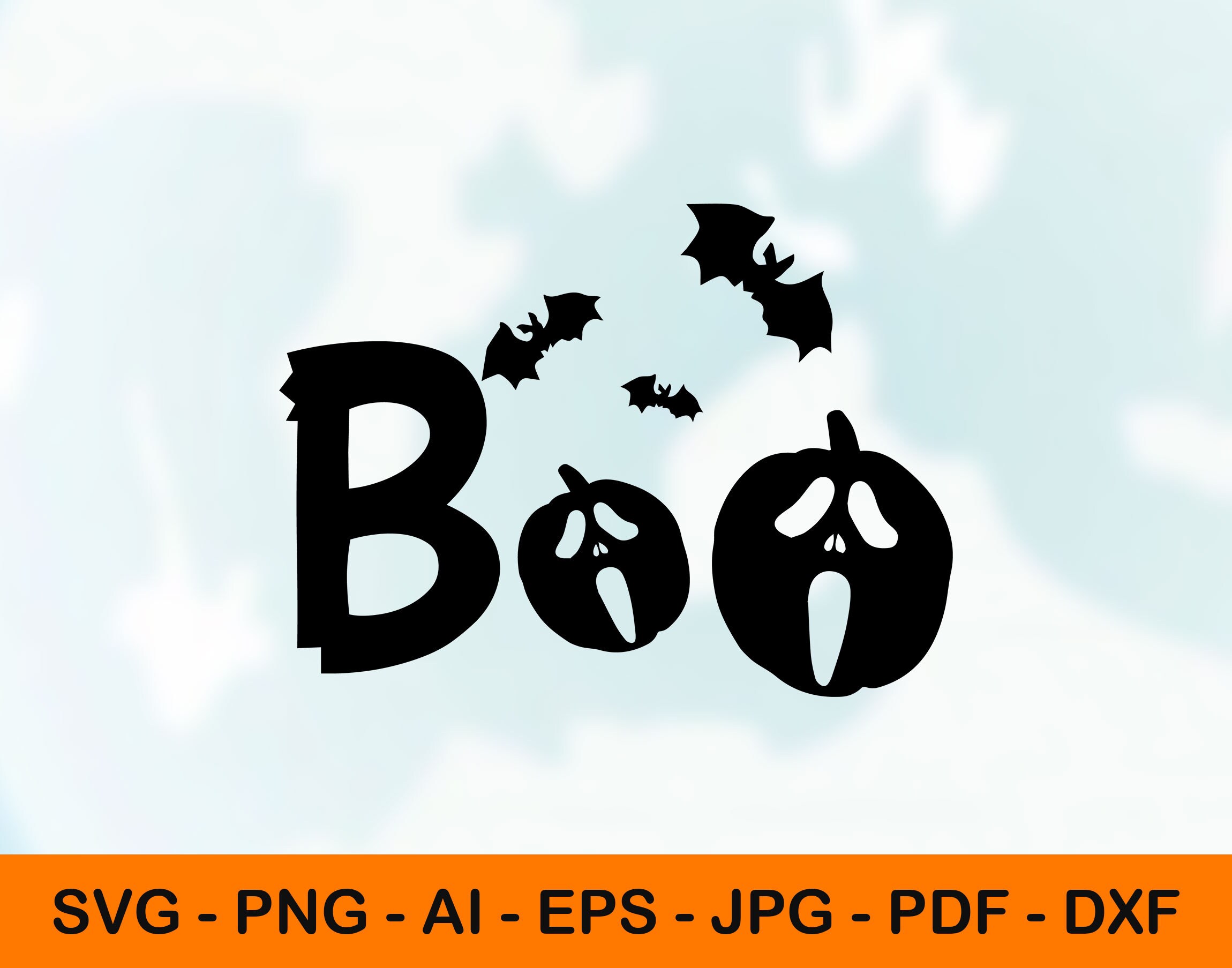 Boo SVG, Pumpkin Ghost PNG, Pumpkin Face SVG | Inspire Uplift