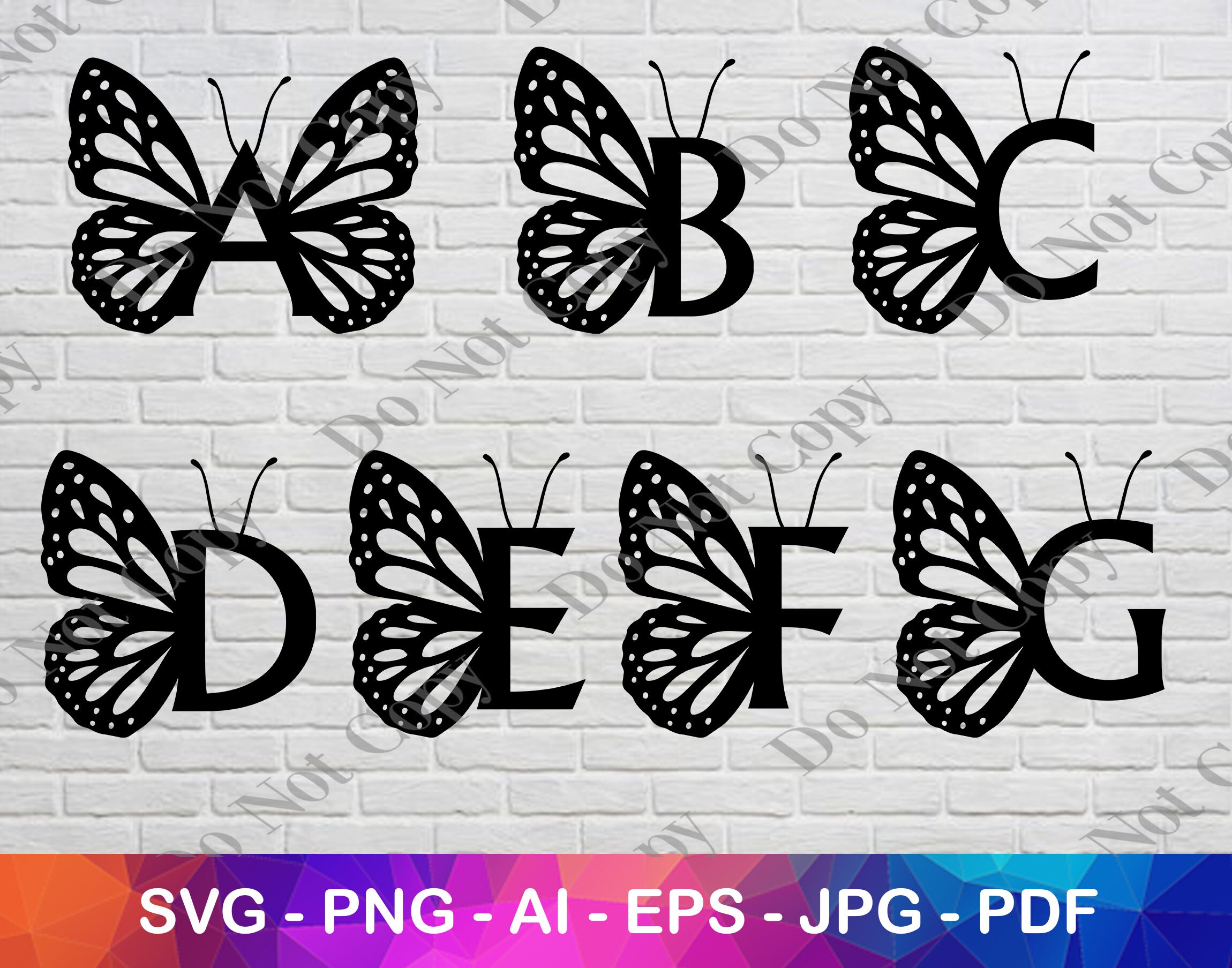 Butterfly Split Monogram Letters Svg File for Cricut, 26 Ind | Inspire ...