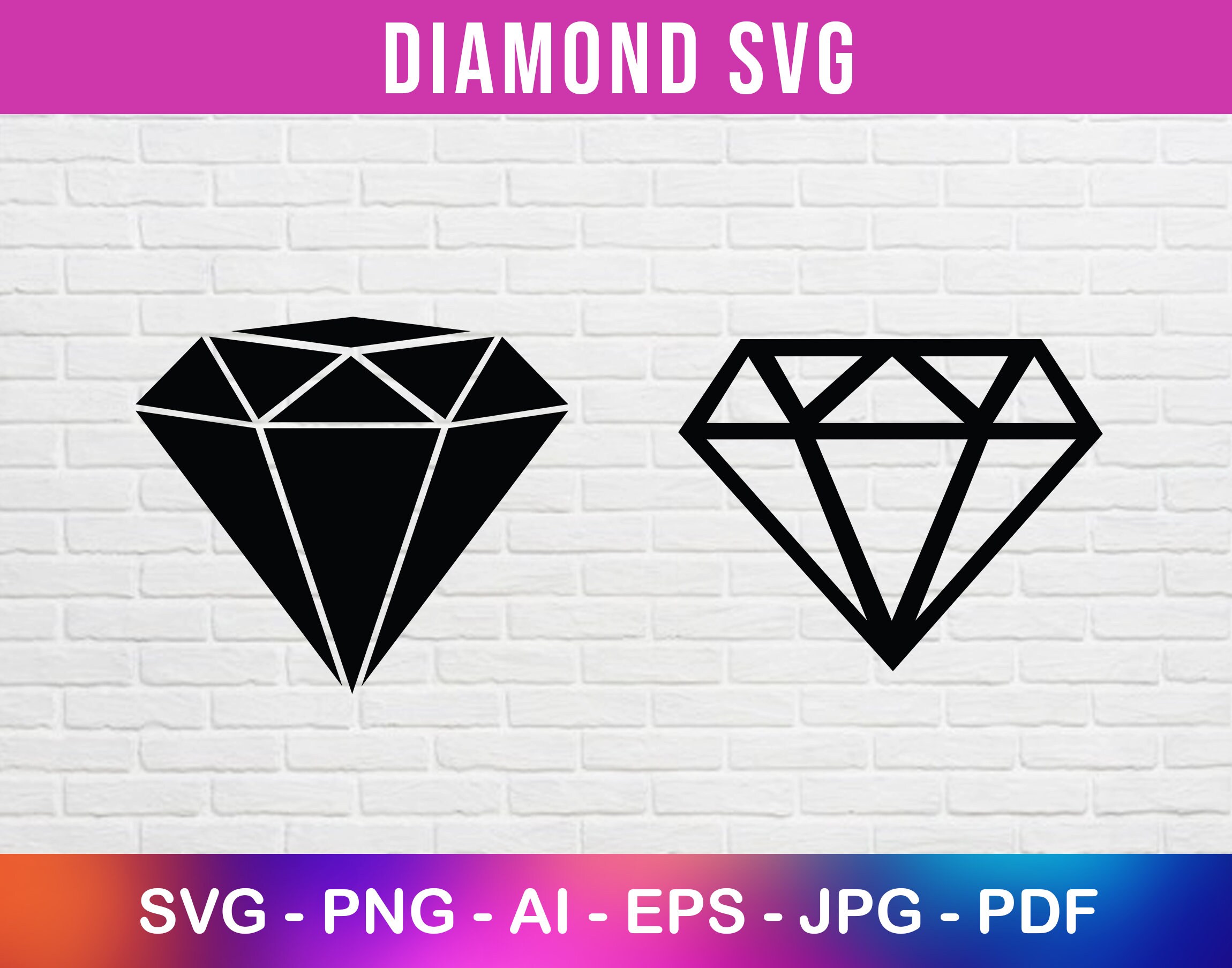 Diamond Svg File, Black Diamond Outline, Instant Svg 1 - Inspire Uplift