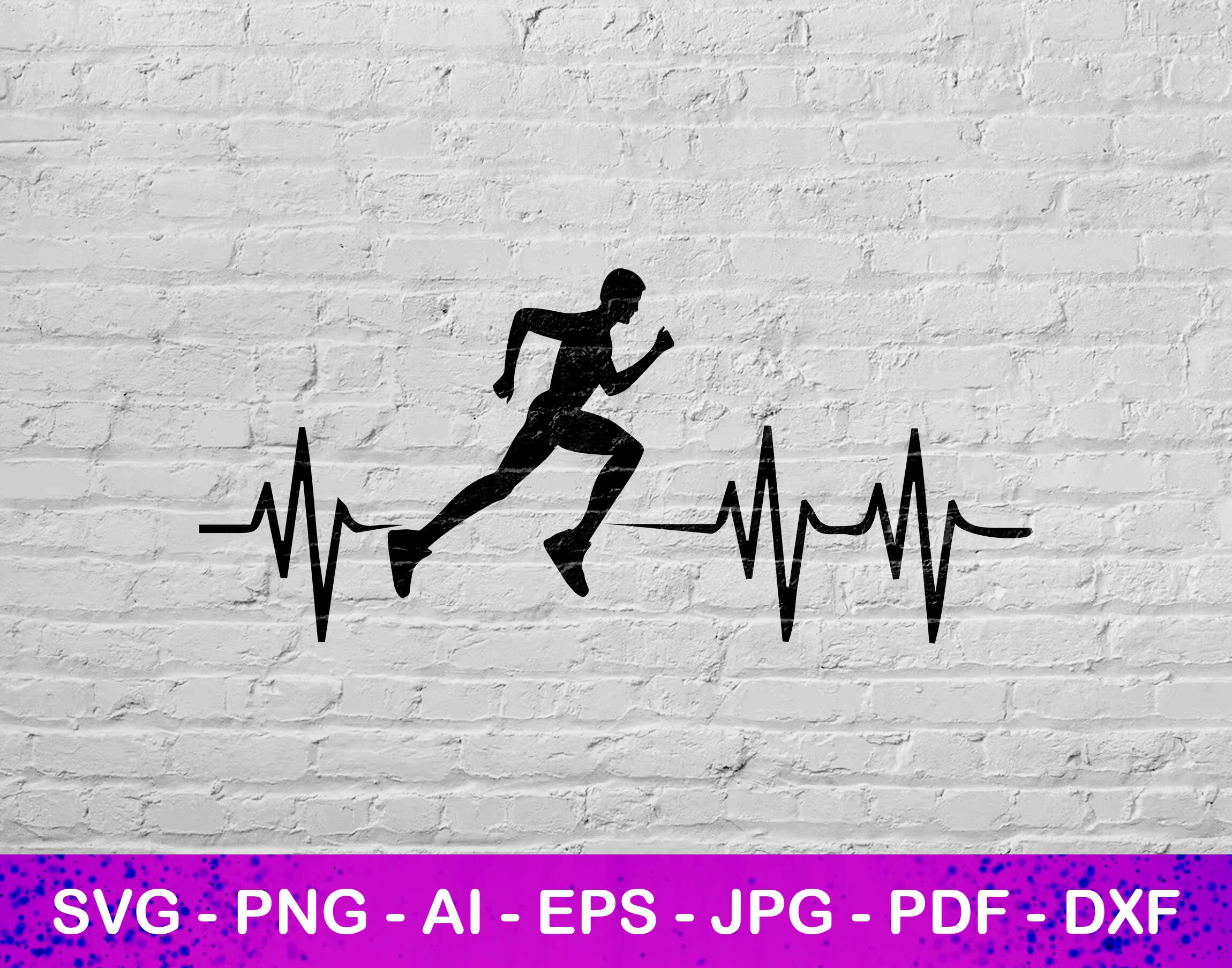 Heartbeat Running Svg File, Silhouette Svg, Running Svg, Hea - Inspire ...