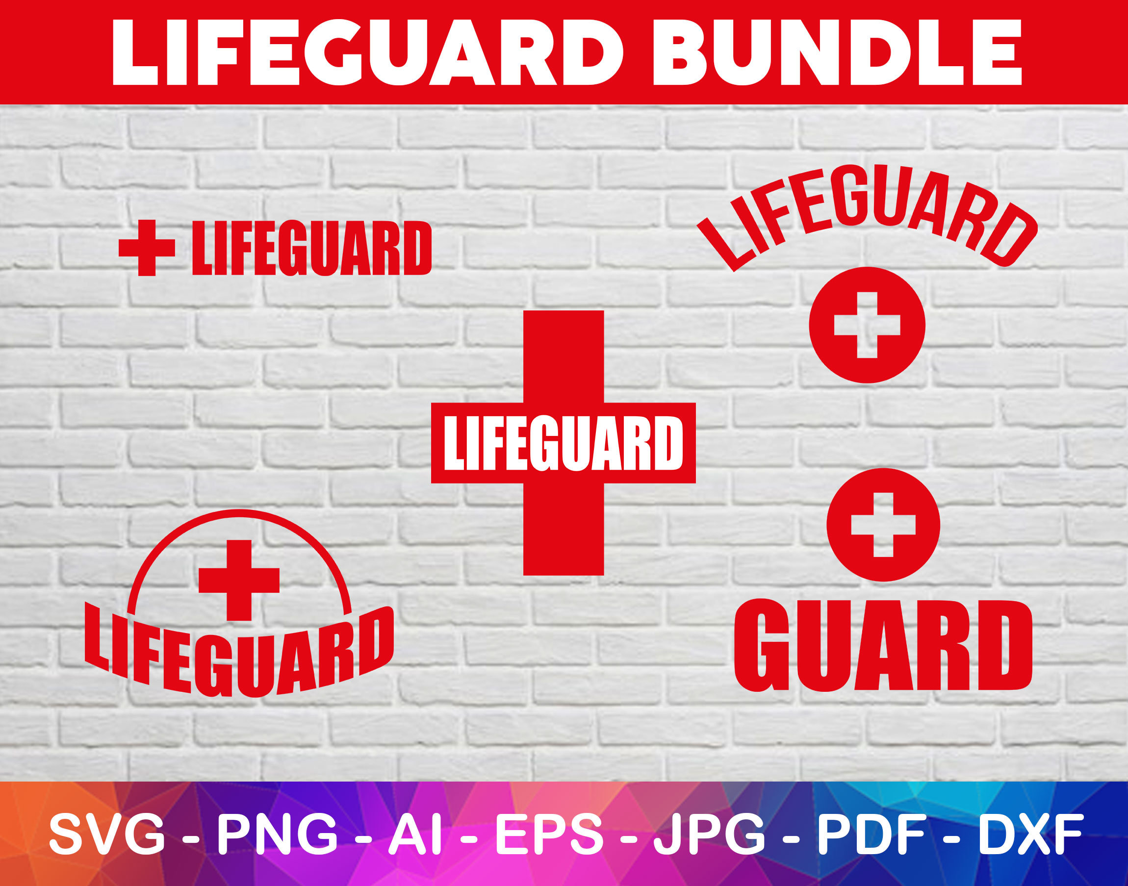 Lifeguard Red Logo Svg Bundle for Silhouette Cut File | Inspire Uplift