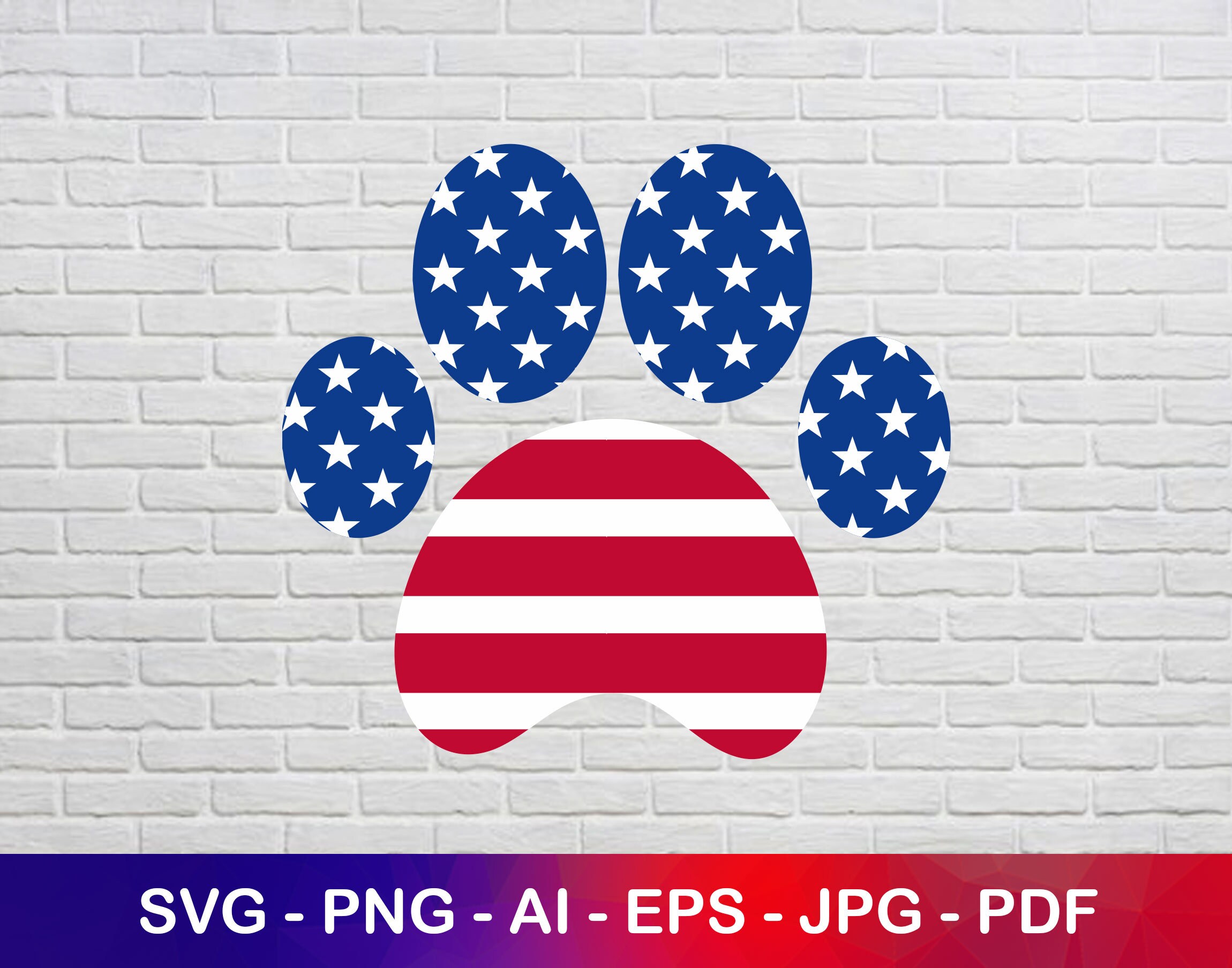 Paw Print American Flag Svg, USA Paw Svg, Dog Mom Svg, 4th o | Inspire ...