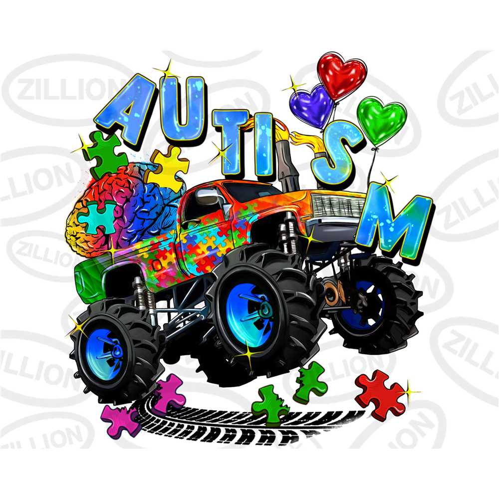 Monster truck Autism png sublimation design download, Autism - Inspire ...