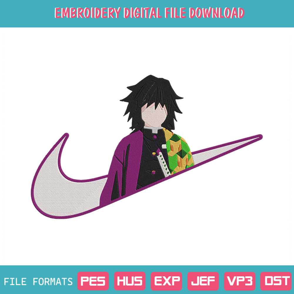 Nike x Giyu Tomioka Demon Slayer Embroidery Designs File - Inspire Uplift