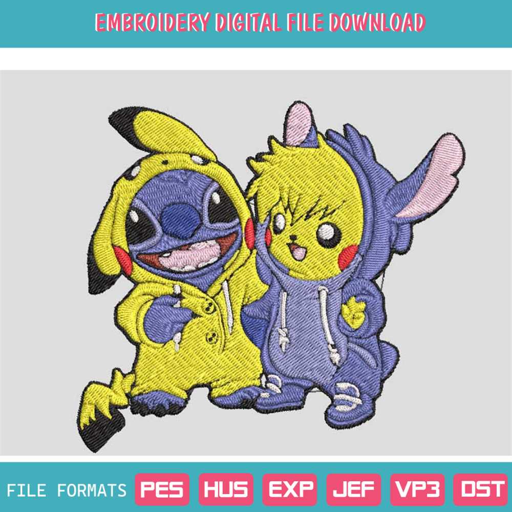 Pikachu And Stitch Embroidery Designs, Pikachu Embroidery De - Inspire ...