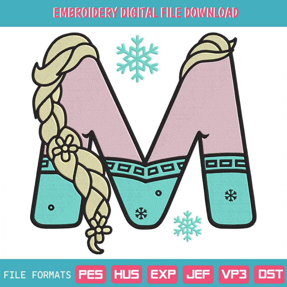Frozen Letter M Embroidery Designs File, Cartoon Machine Emb | Inspire ...