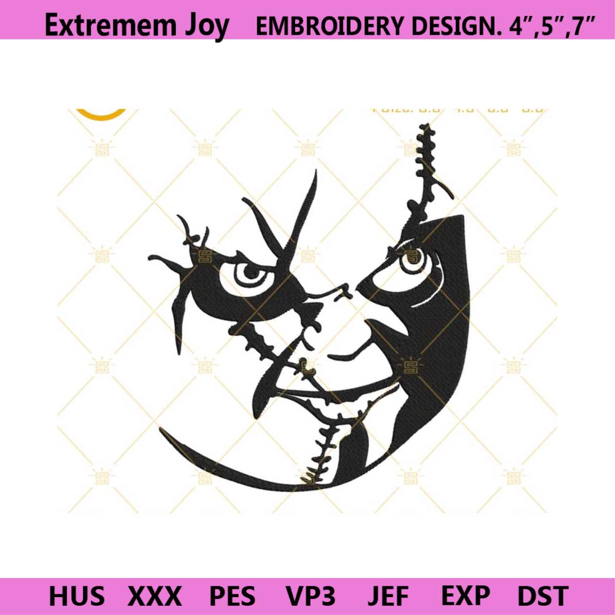 Chucky Face Embroidery Designs Files | Inspire Uplift