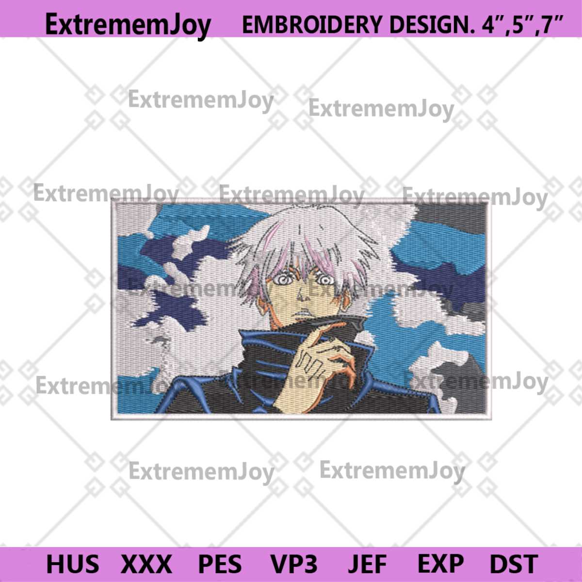 Gojo Satoru Clouds Embroidery Design Instant Download - Inspire Uplift