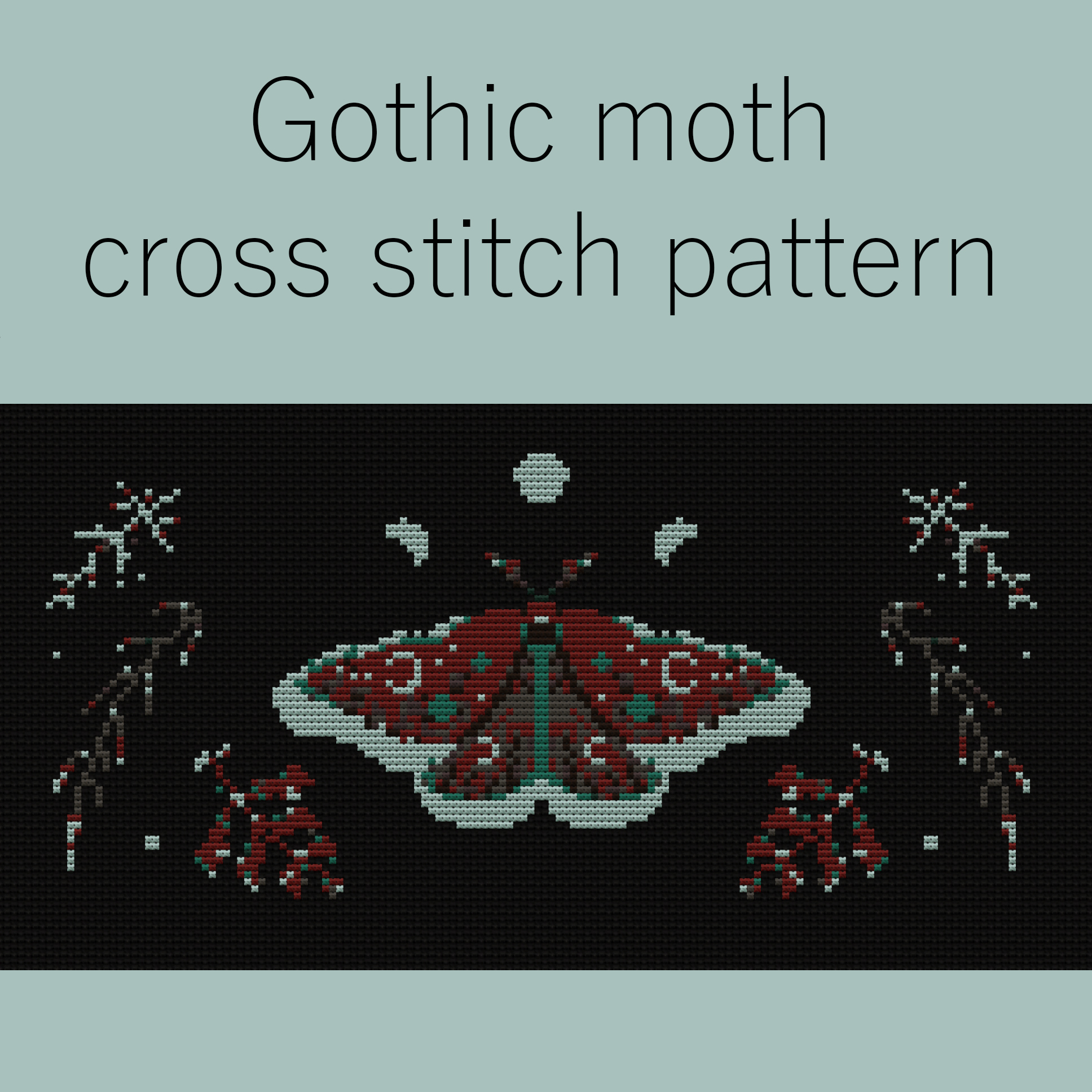 Gothic witchy moon moth cross stitch pattern pdf CrossStitch | Inspire ...