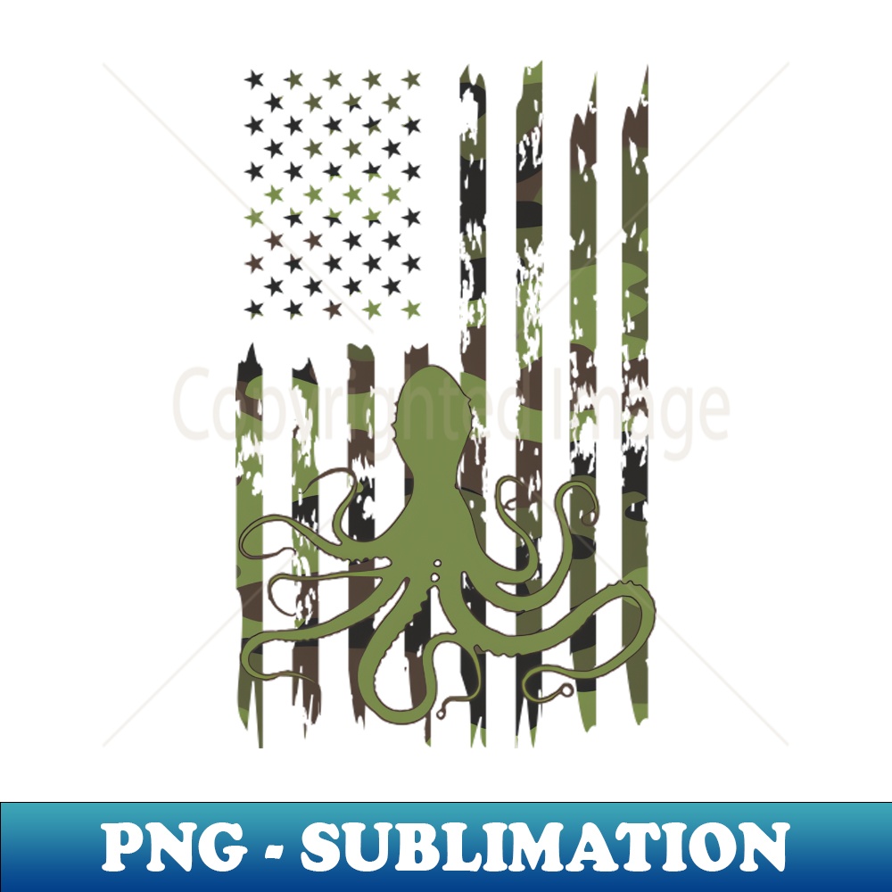 Camouflage Octopus American Flag - PNG Transparent Sublimati - Inspire ...