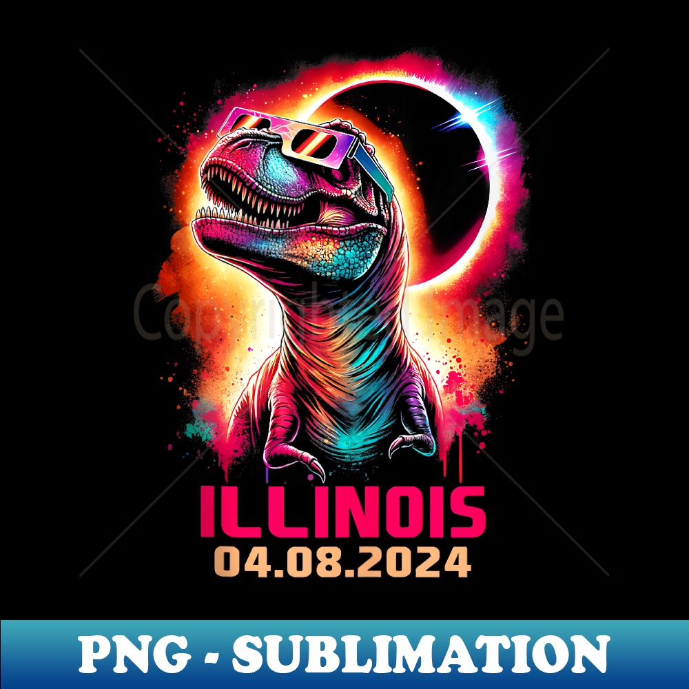 Illinois Total Solar Eclipse 2024 T Rex Dinosaur Colorful - - Inspire ...