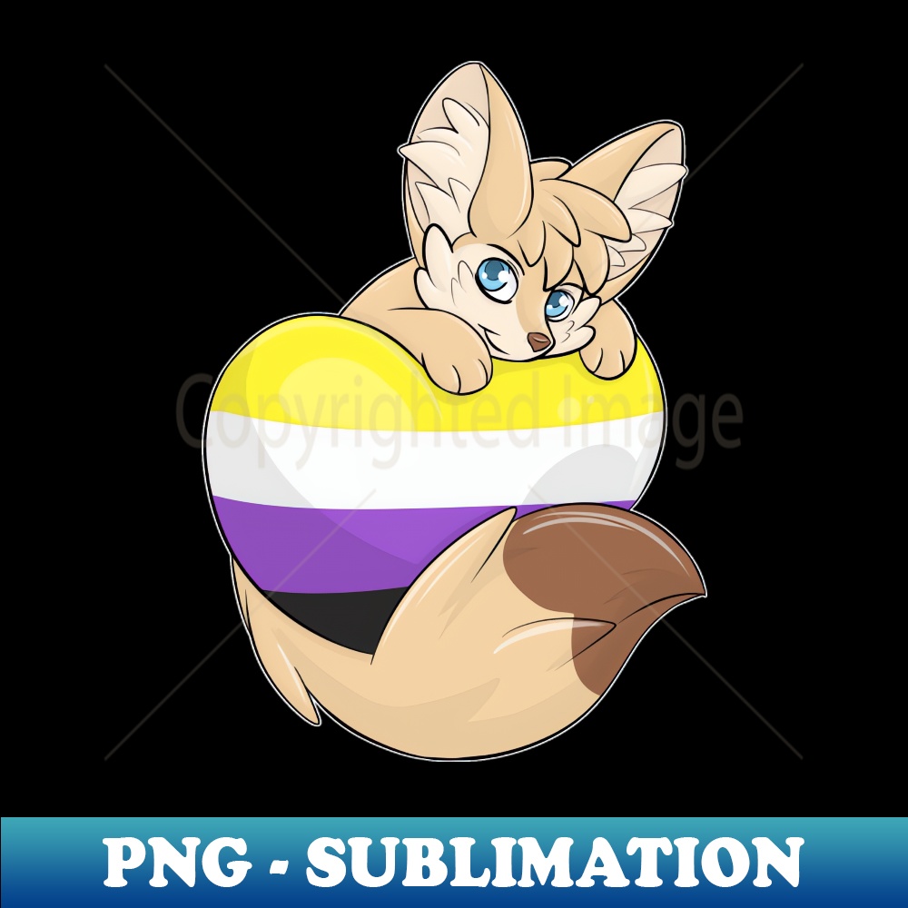 Non Binary-Flag with a Fennec Fox - Instant PNG Sublimation | Inspire Uplift
