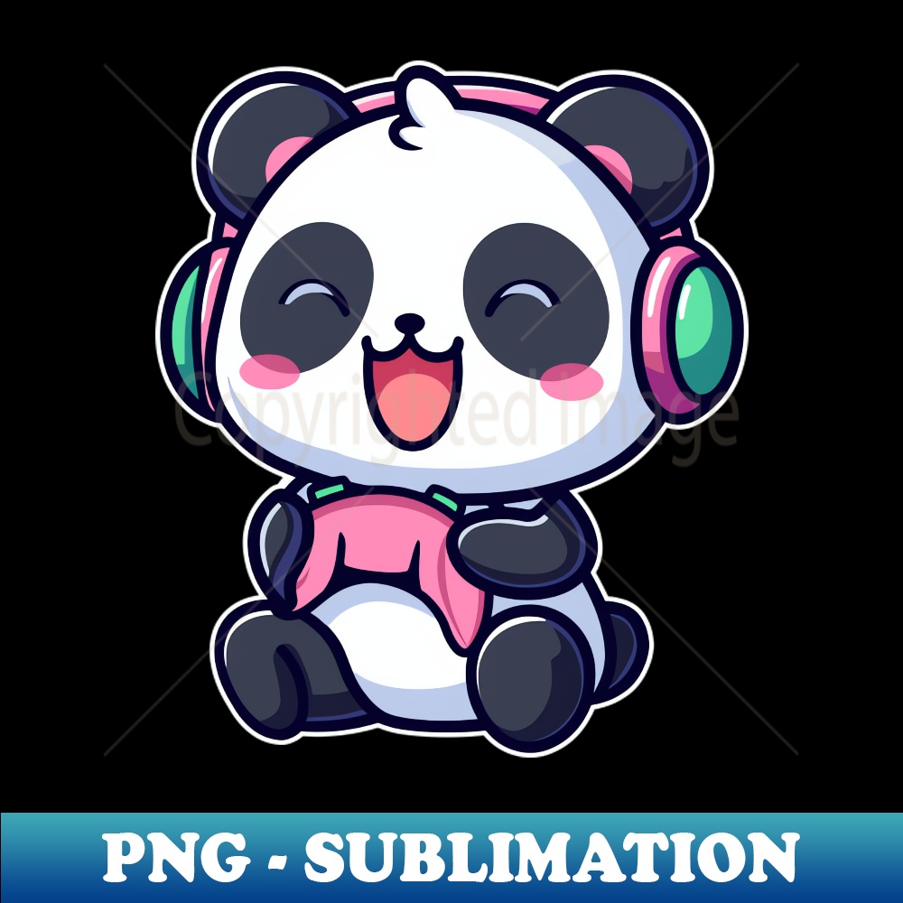Kawaii Panda Playing Video Game Cute Gamer - PNG Sublimation | Inspire ...