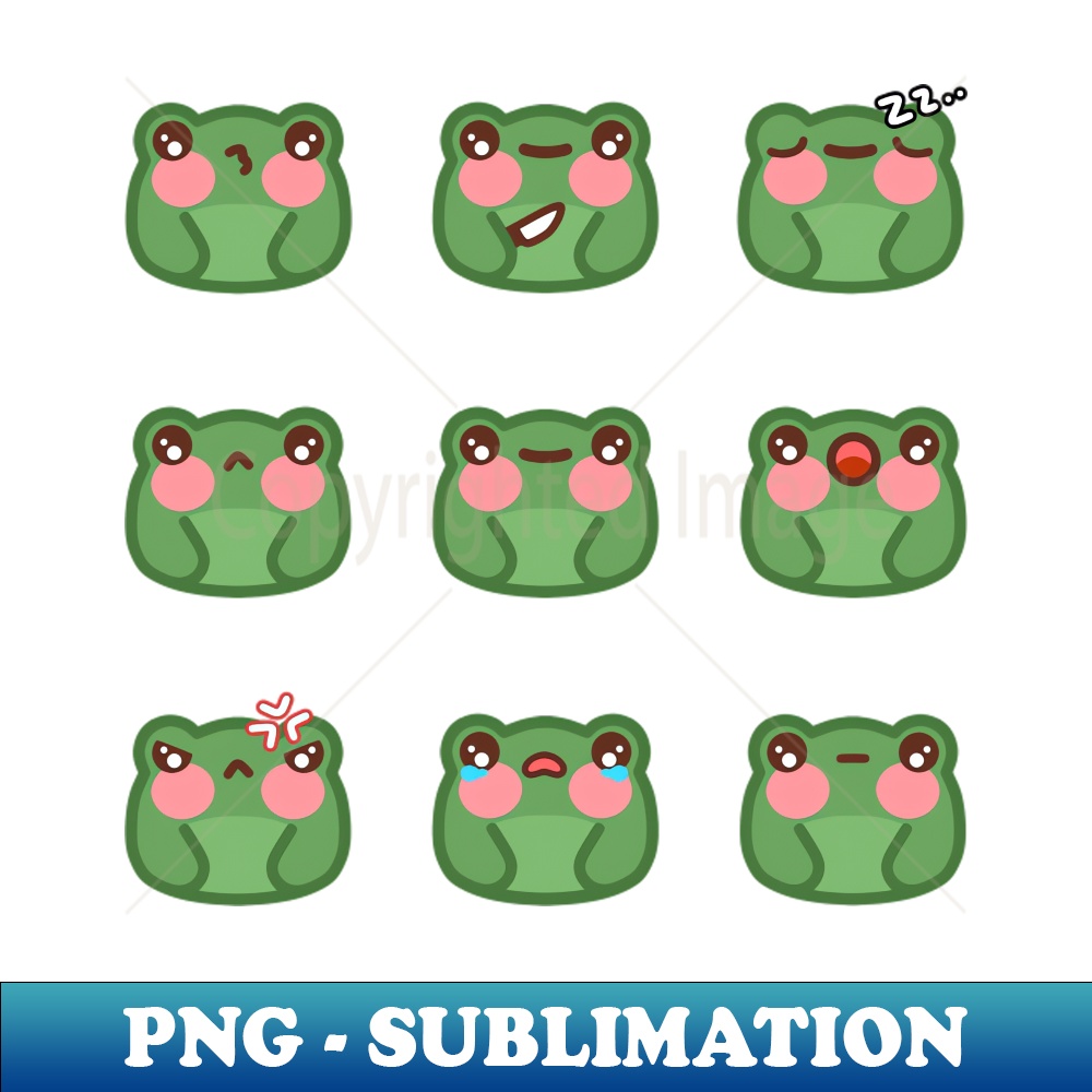 Cute Frog Emotes - Vintage Sublimation PNG Download - Instan | Inspire ...