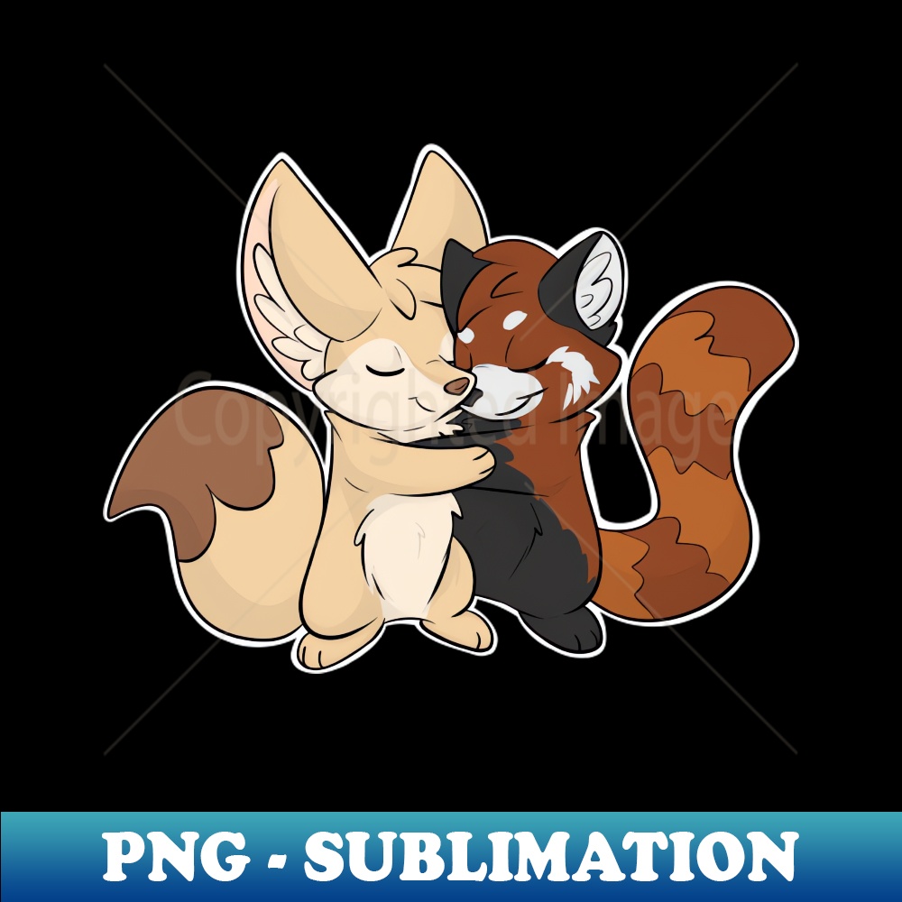 Fennec Fox and Red Panda Hug - PNG Transparent Digital Downl | Inspire Uplift