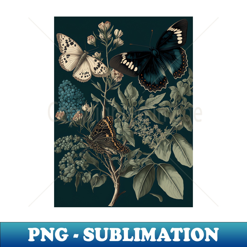 Cottagecore Moths and Butterflies Sage Green and Teal - Cre | Inspire ...