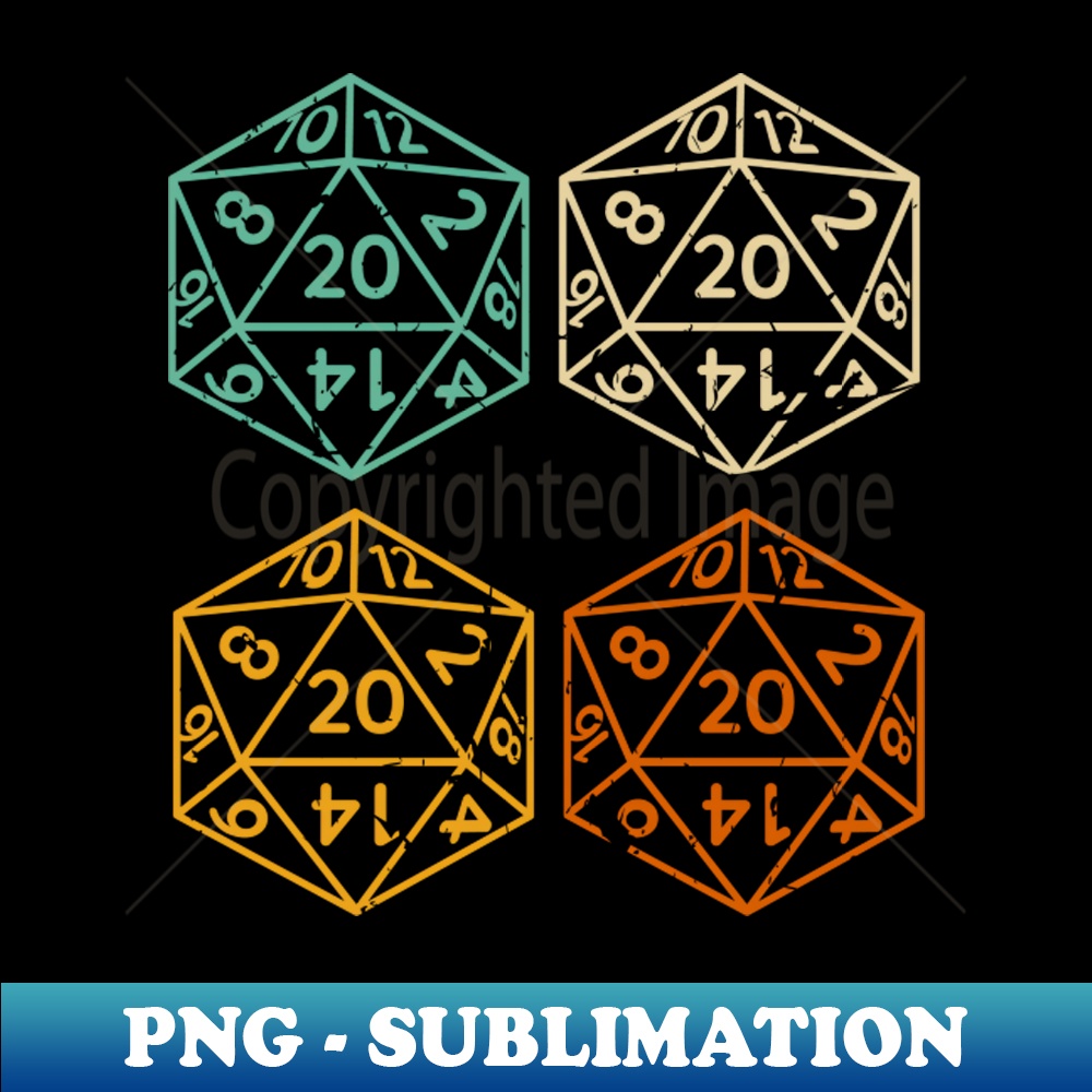 Vintage RPG Dice D20 Tabletop Retro Role Playing Gamer - Mod | Inspire ...