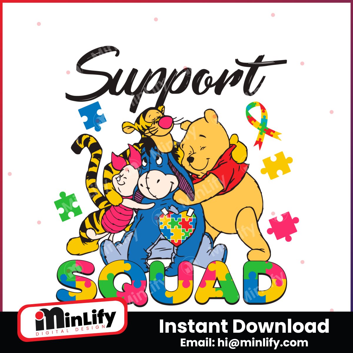 Autism Support Squad Winnie The Pooh Friends SVG | Inspire Uplift