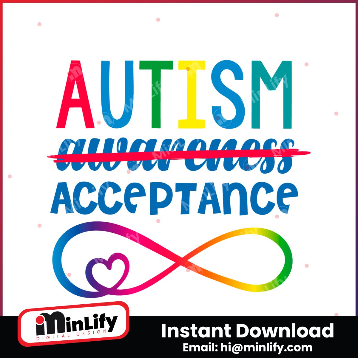 Retro Autism Acceptance Red Instead Autism SVG | Inspire Uplift