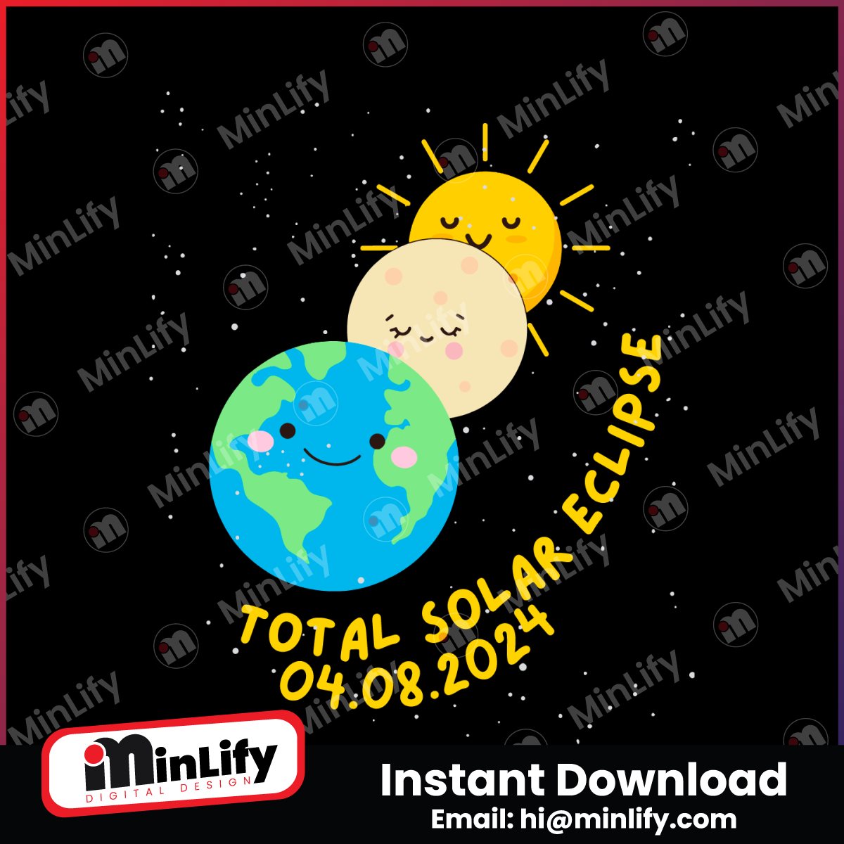Total Solar Eclipse 2024 Cute Sun And Moon SVG | Inspire Uplift