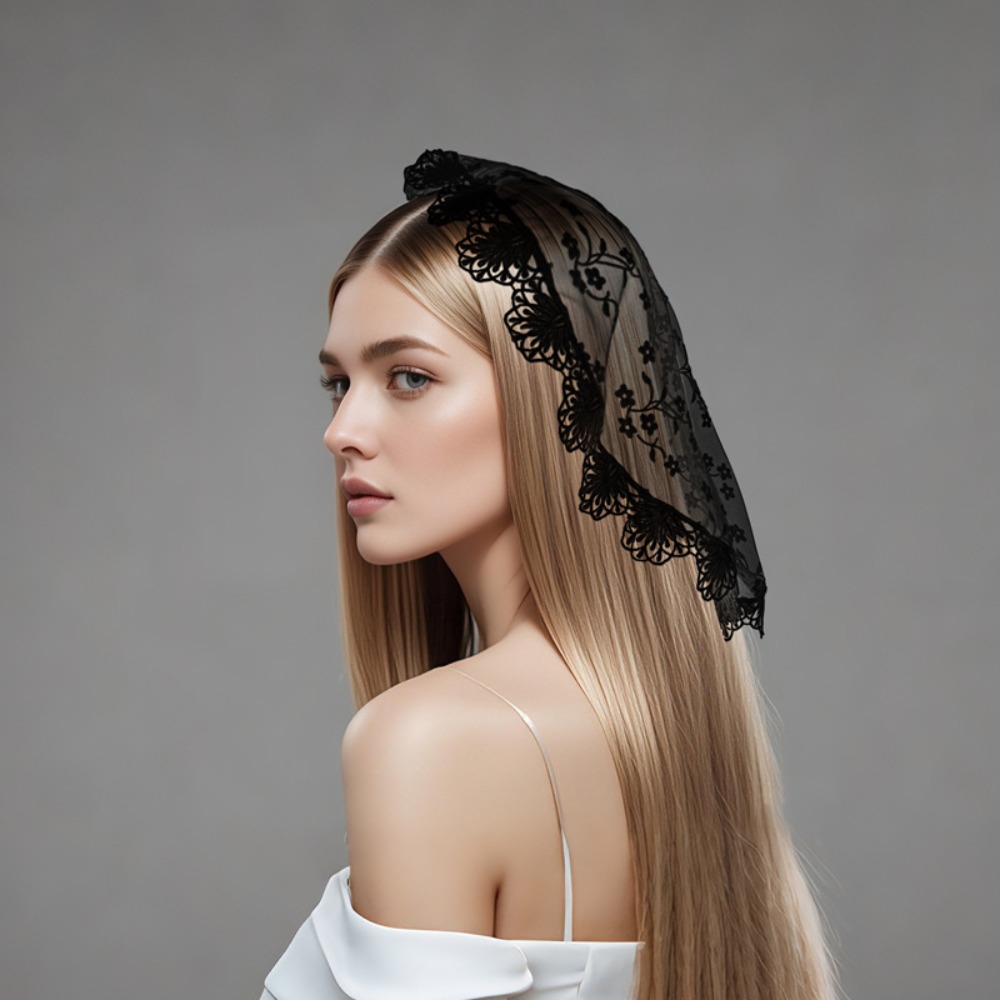 Elegant Lace Flower HeadScarf – Church Hair Veil for Women | Inspire Uplift