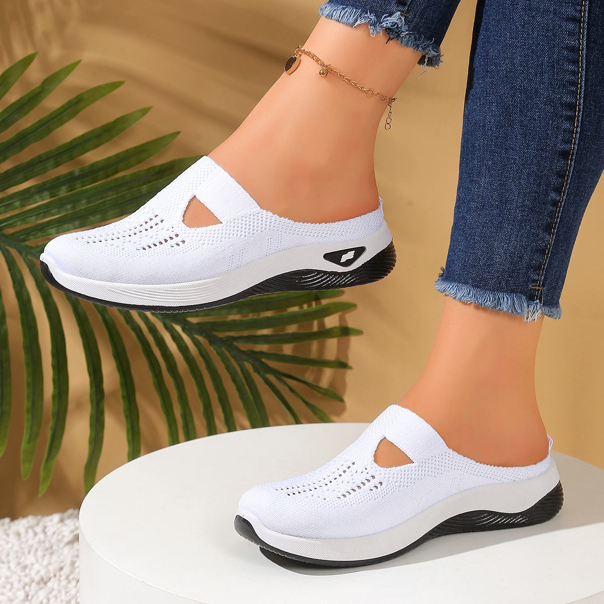 Canvas Ventilated Summer Slippers Women Flat Home Shoes | Inspire Uplift
