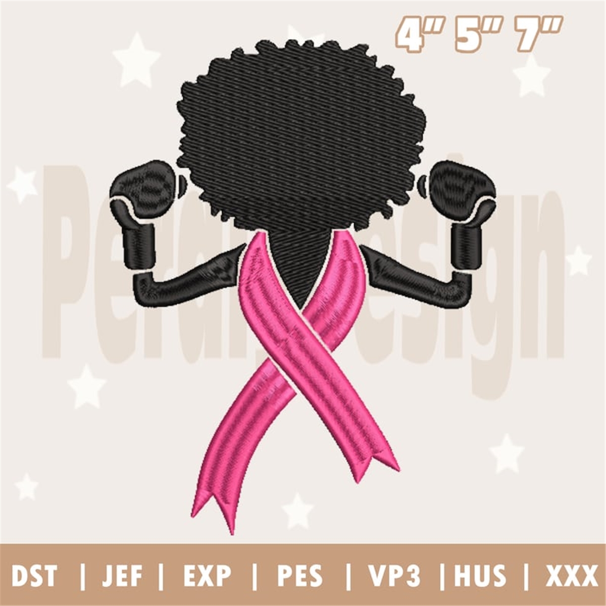 Cancer Ribbon Embroidery Design, Pink Ribbon Black Woman Bre - Inspire ...