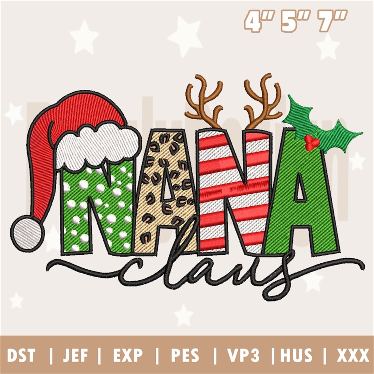 Christmas Santa Embroidery Machine Design, Nana Claus Embroi | Inspire ...