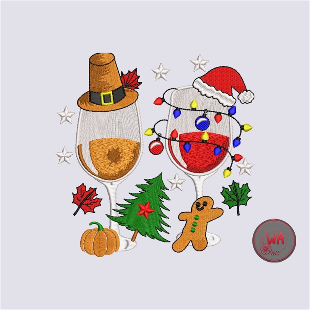 Wine Glasses Merry ThankMas Machine Embroidery Design, Chris - Inspire ...