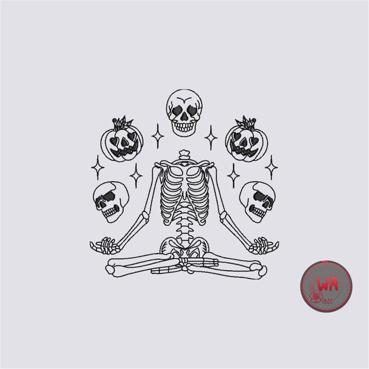 Meditating Skeleton Embroidery Design, Halloween Skeleton wi | Inspire ...