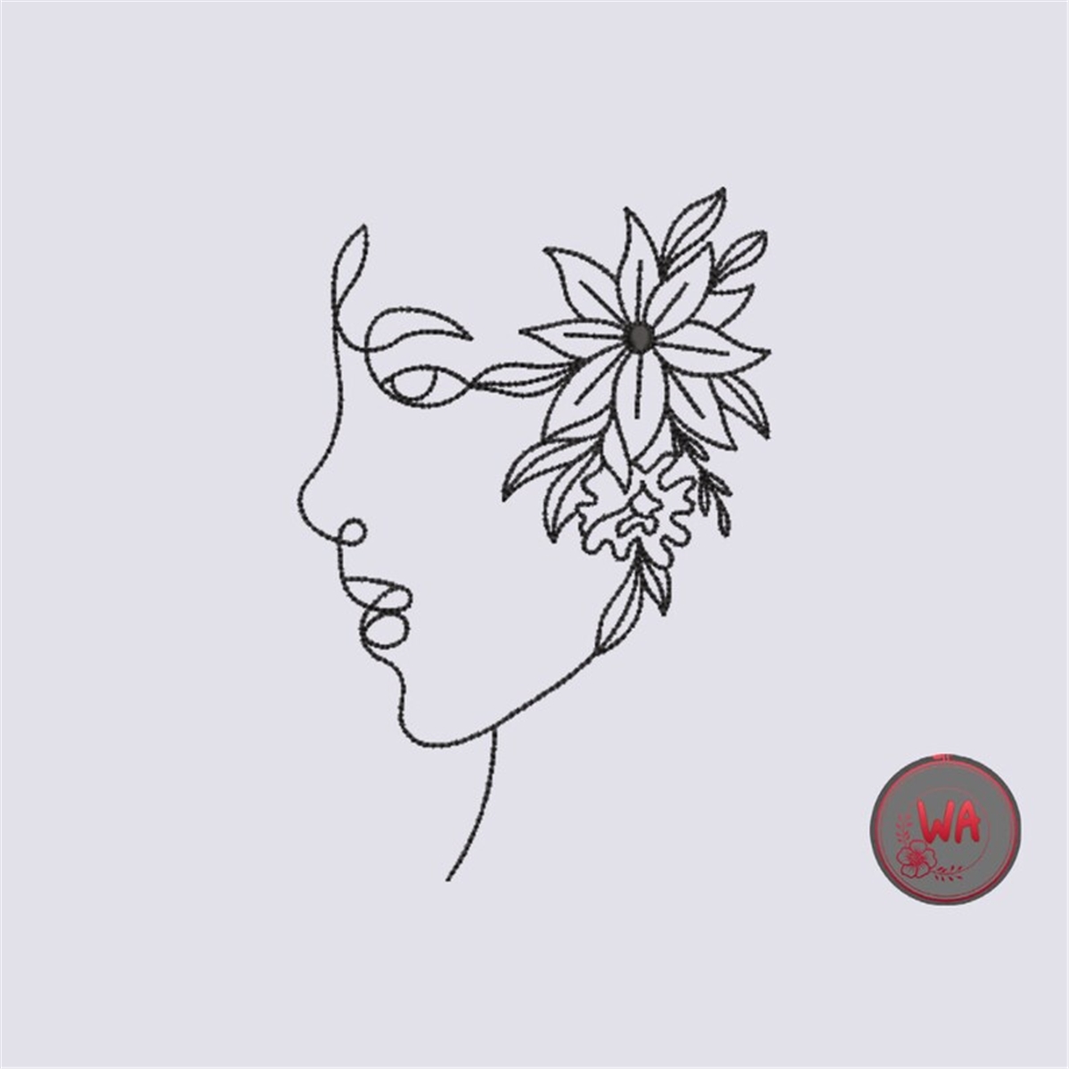 Line art machine embroidery design, Floral line art embroide | Inspire ...