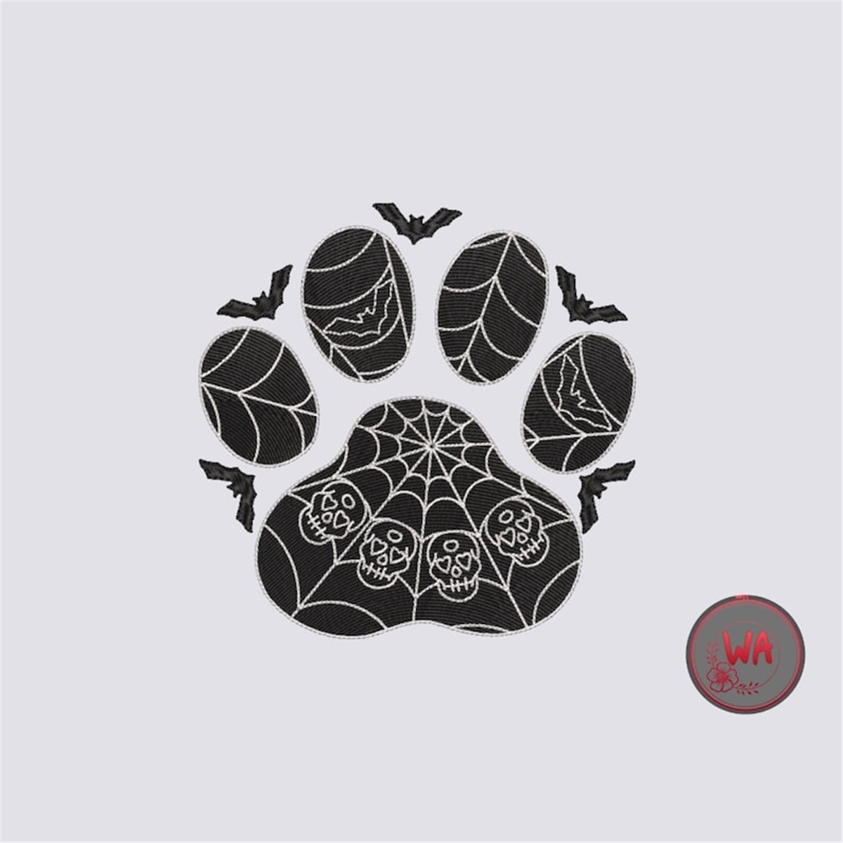 Halloween Dog paw embroidery design, Spooky dog paw embroide - Inspire ...