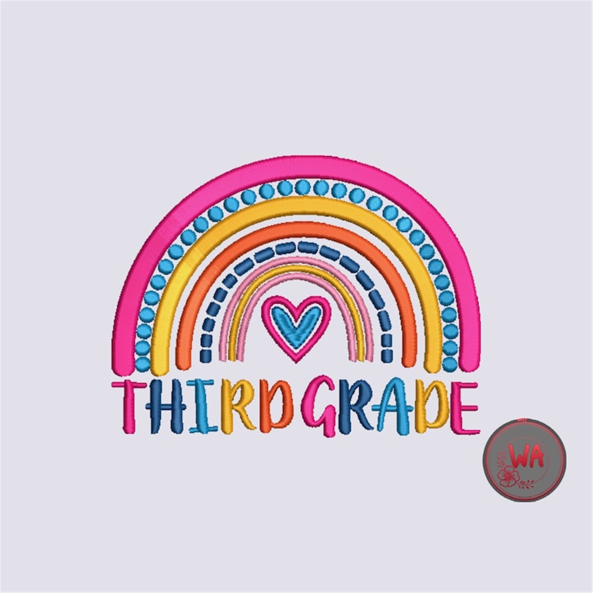 School Embroidery Design, Third Grade rainbow Embroidery Des - Inspire ...