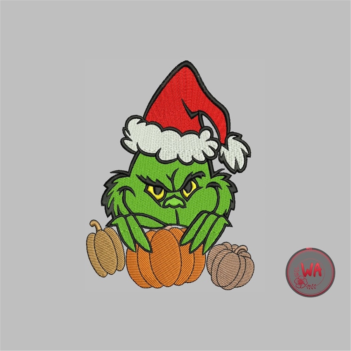 Grinch embroidery design, Pumpkin Grinch embroidery design, - Inspire ...