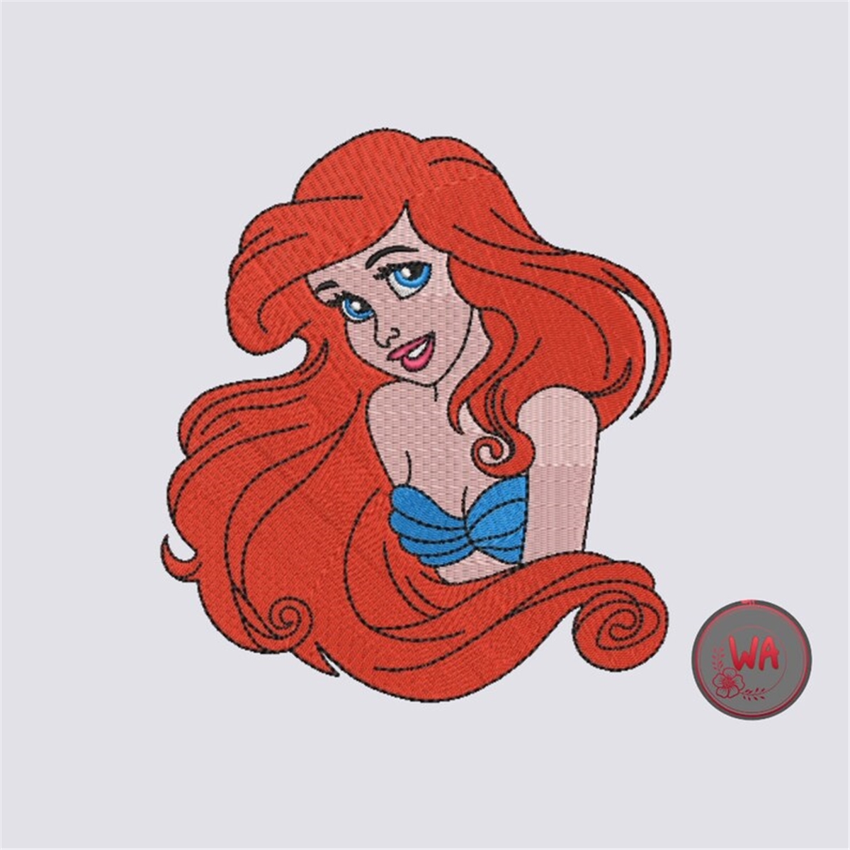 Mermaid embroidery design, Princess mermaid machine embroide - Inspire ...
