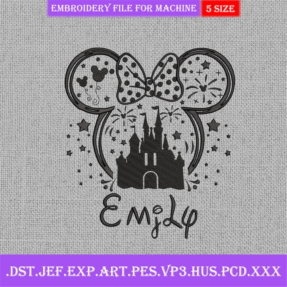 Custom Name Mouse Magical Castle Embroidery Design, Christma - Inspire ...