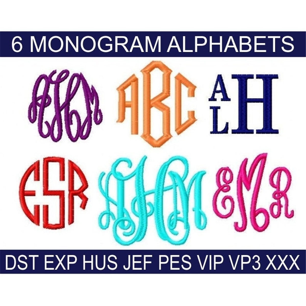 Embroidery Monogram Designs Bundle, 6 Alphabets, Embroidery | Inspire ...