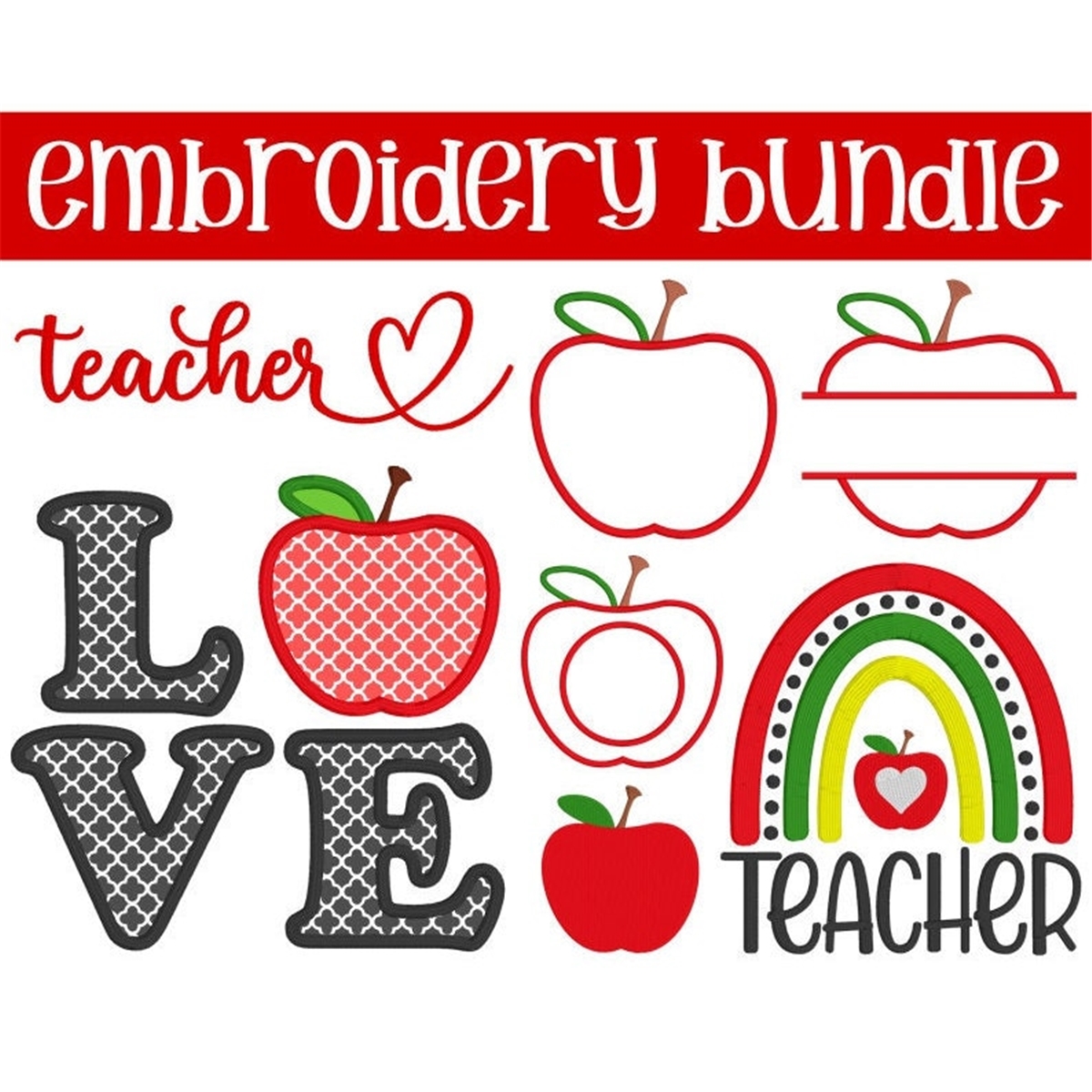 Teacher Embroidery Designs Bundle, MACHINE EMBROIDERY, Teach - Inspire ...