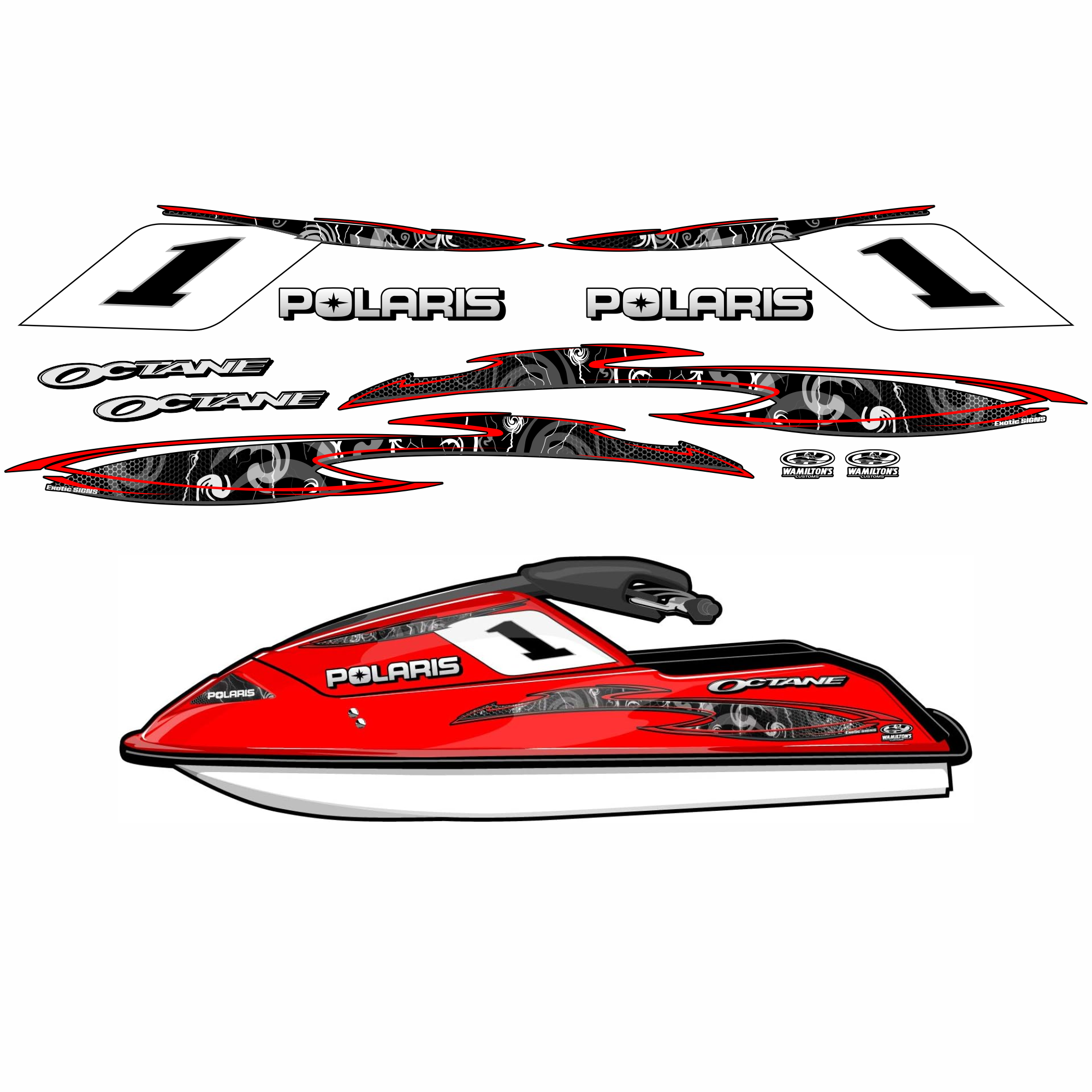 Jet ski Polaris Octane decal stickers kit | Inspire Uplift