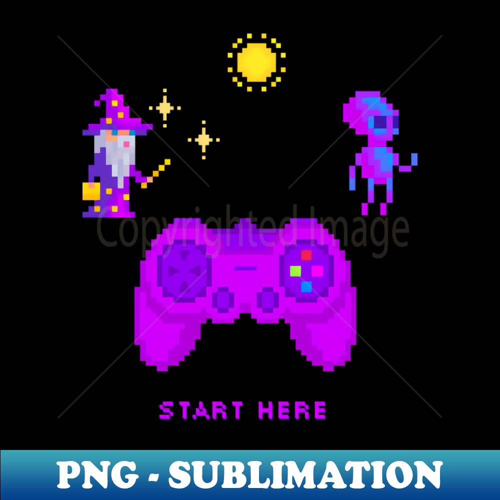 Start Here - Gamer -Pixel - Unique Sublimation PNG Download | Inspire ...