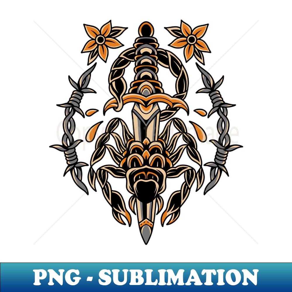 Scorpion Tattoo Traditional Dagger Vintage - PNG Transparent | Inspire ...