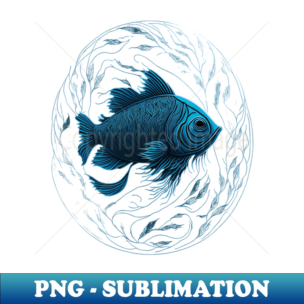 Blue Fish Design - On Black Background - PNG Transparent Sub | Inspire ...