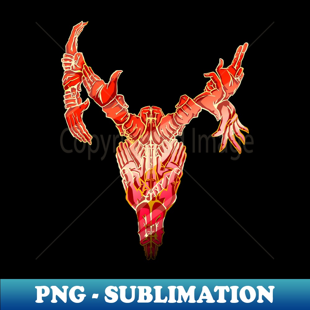 Creepy Metalic Deer Skull made of many hands Red and Gold - | Inspire ...