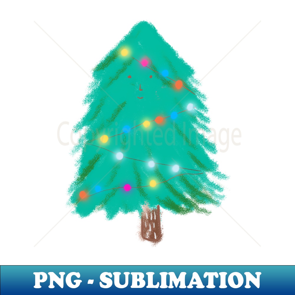 Happy Christmas Tree Illustration - Instant PNG Sublimation | Inspire ...