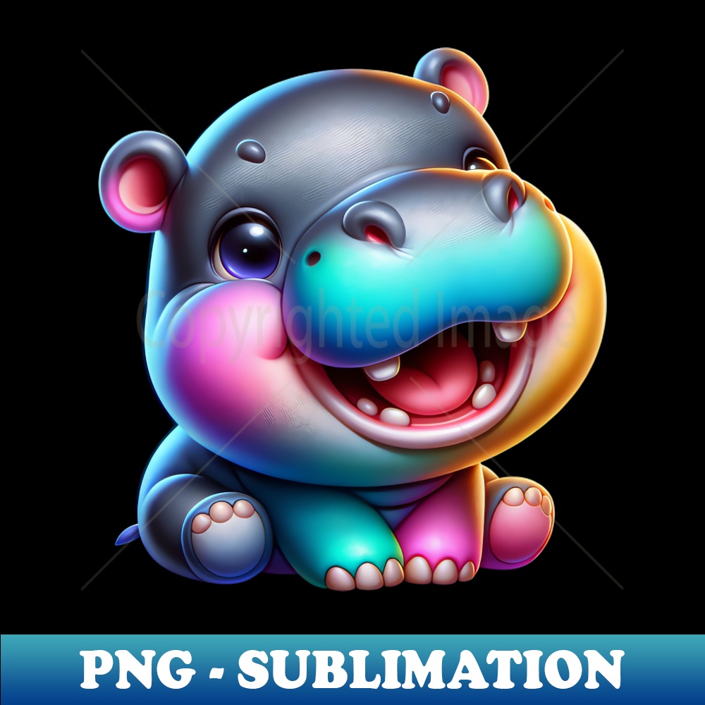 Cute Baby Hippo - PNG Transparent Sublimation Design - Unloc | Inspire ...