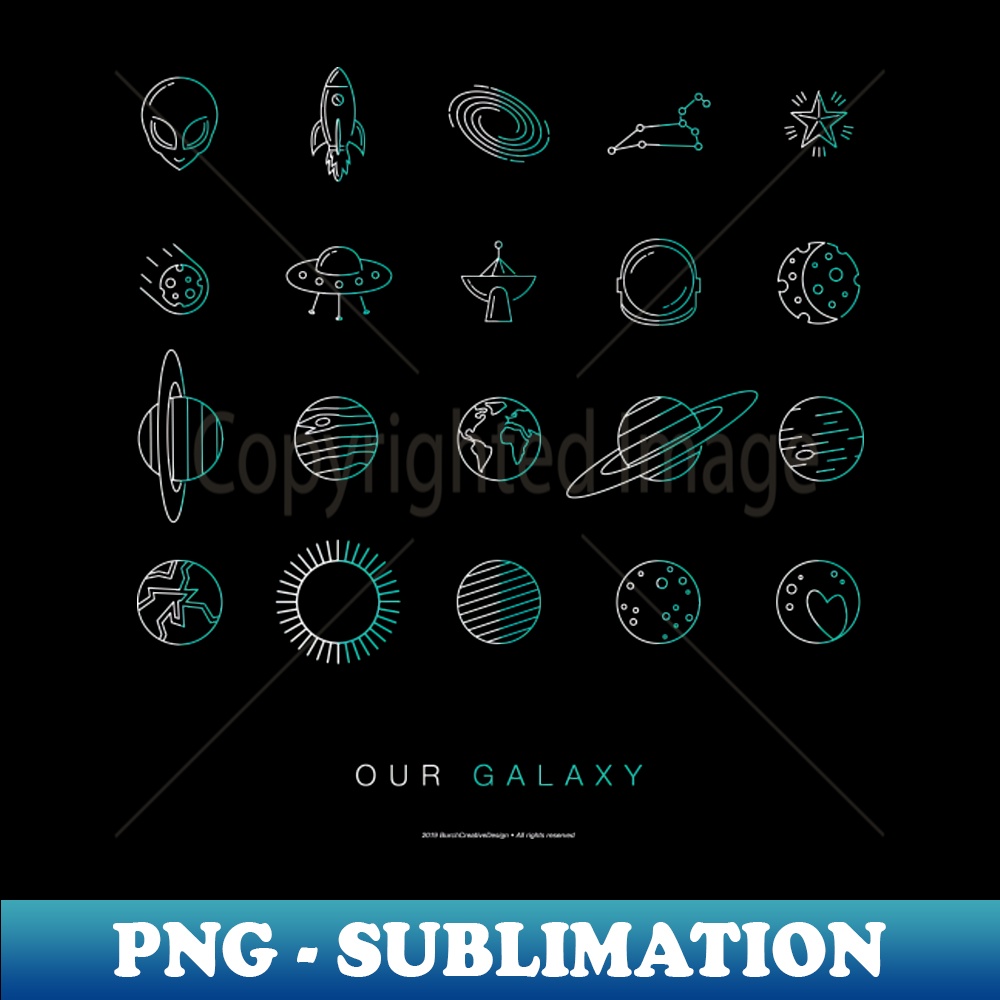 Our Galaxy Space Symbols Icons - Vintage Sublimation PNG Dow | Inspire ...