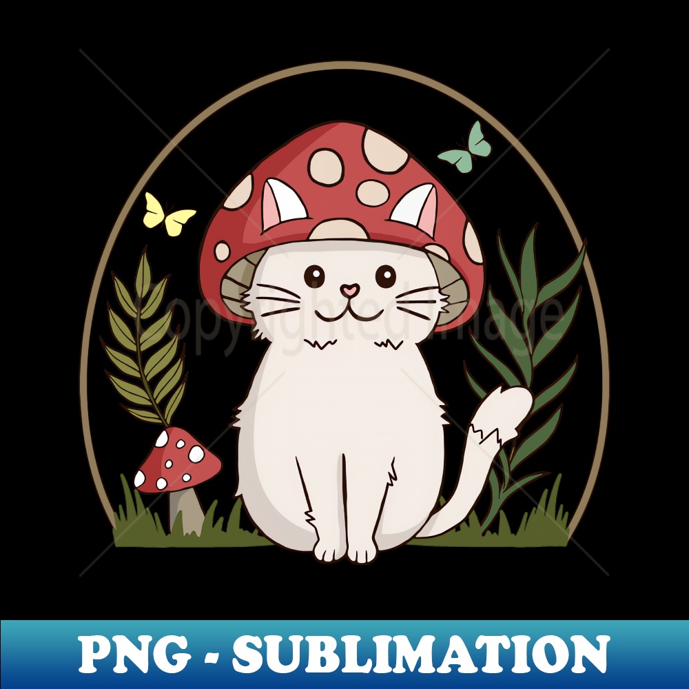 Cute Cat Cottagecore Aesthetic Cat Mushroom Hat - PNG Sublim | Inspire ...