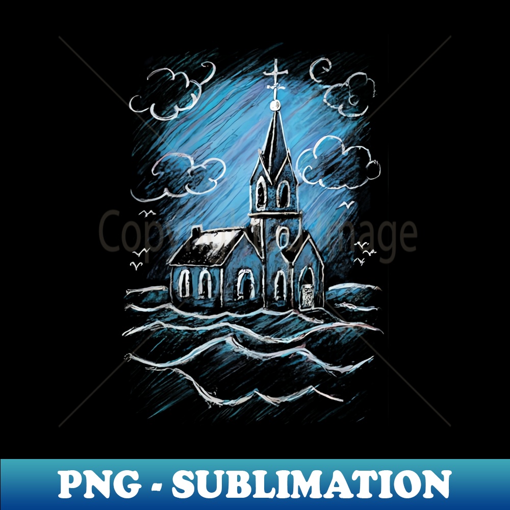 Chalk Drawing Art Of A Church - Digital Sublimation Download | Inspire ...