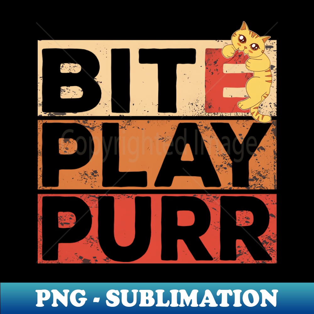 Bite Play Purr biting Kitty Design - Instant PNG Sublimation | Inspire ...